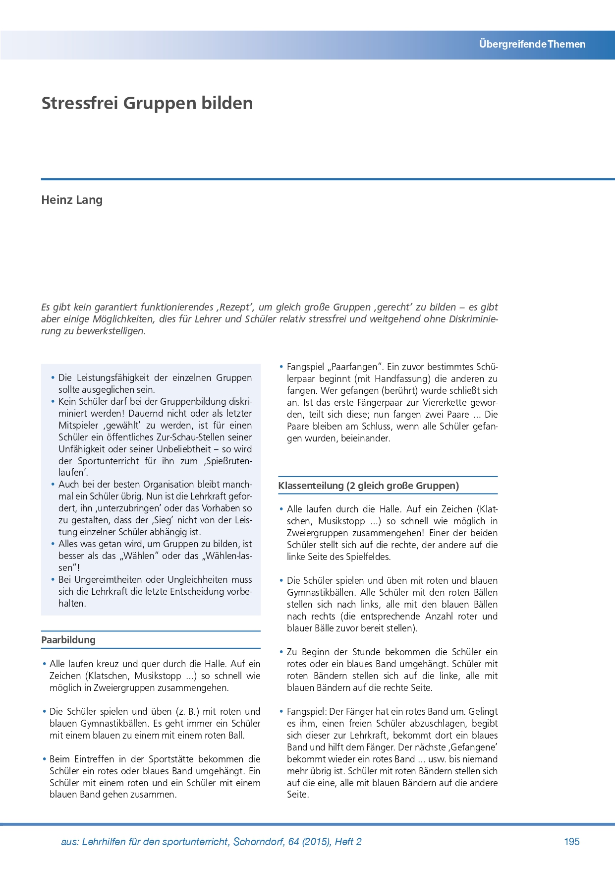 Übergreifende Themen | DSLV